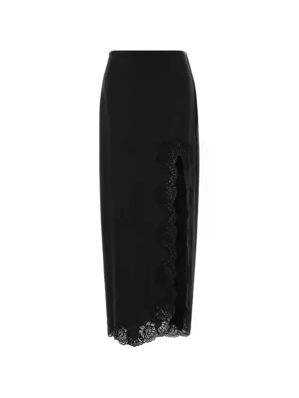 Valentino Garavani Lace-trim Crepe Satin Skirt - Black