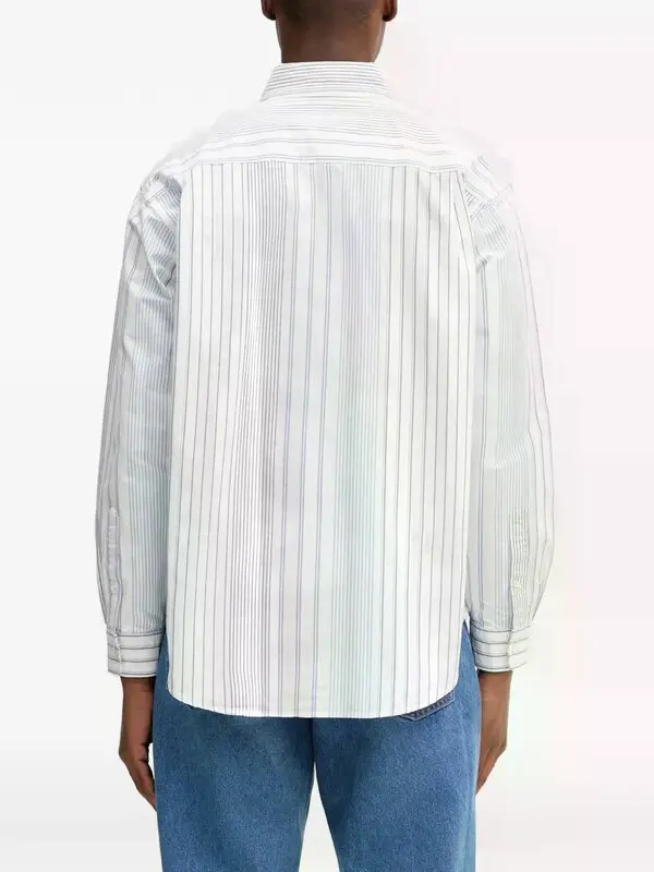 BEAMS Vertical-stripe Patch-pocket Shirt