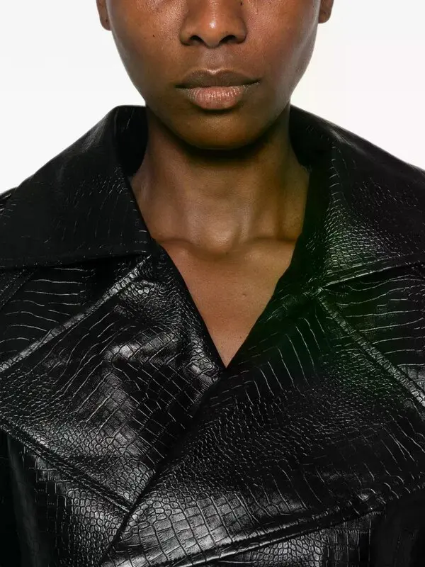 TWENTY FOURHAITCH New Bulut Croc-effect Biker Jacket