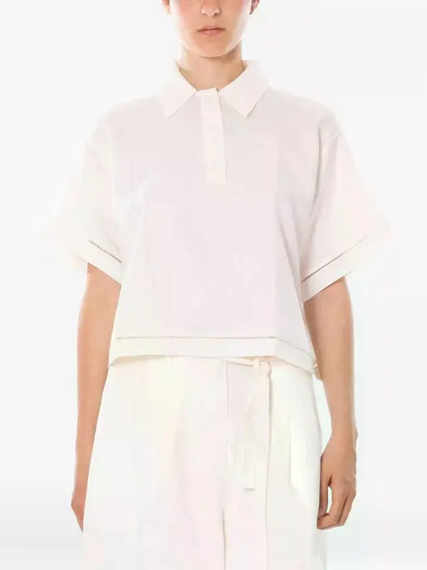 Lacoste Cropped Ladder-stitch Shirt - White