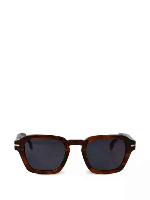 BOSS Logo Square Frame Sunglasses - Brown