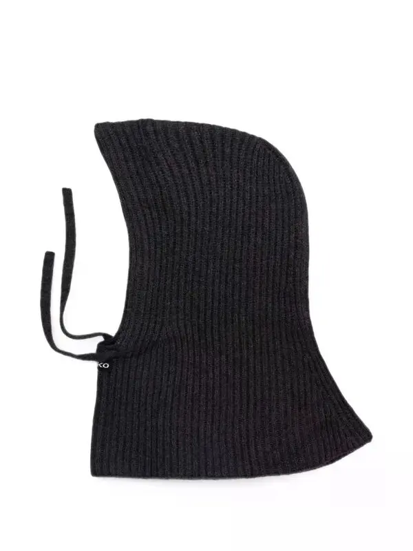 Pinko Ribbed-knit Drawstring Balaclava - Grey
