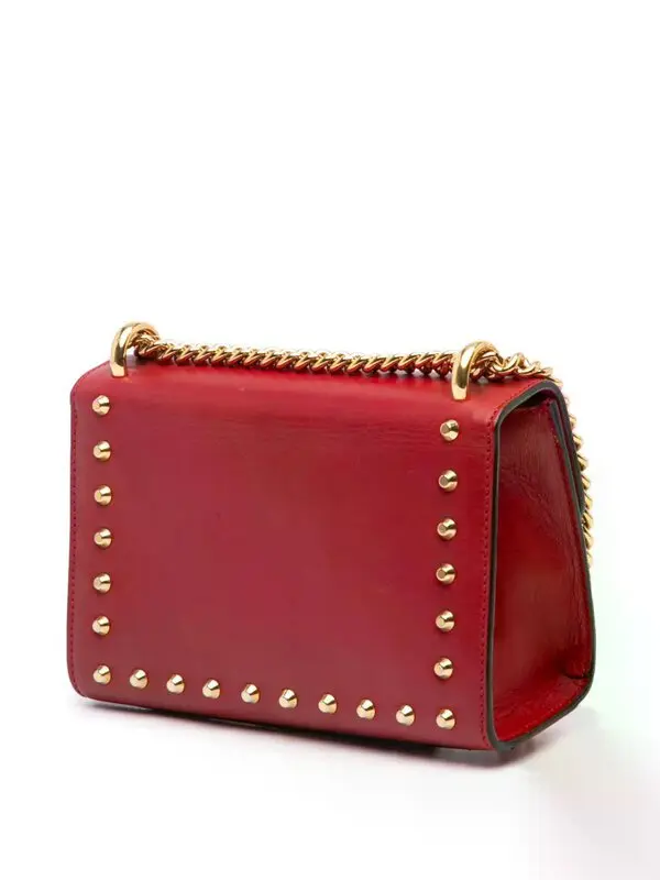 Gucci Small Pearl Studded Leather Padlock Crossbody Bag