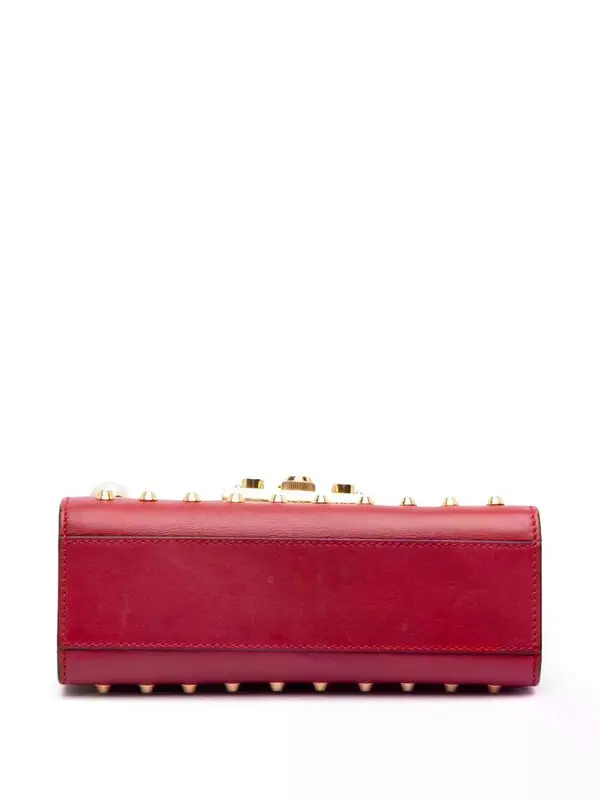 Gucci Small Pearl Studded Leather Padlock Crossbody Bag