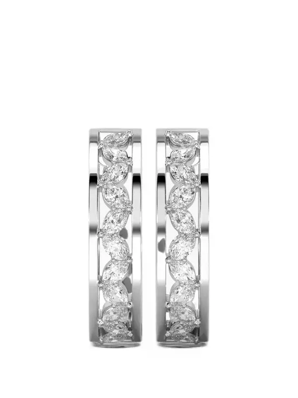 SOLO FOR DIAMONDS Diamond-embellished Marquise-cut Hoop Earrings