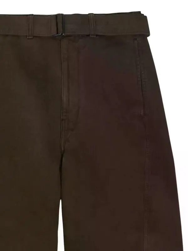 LEMAIRE Twisted Belted Pants In Dyed Heavy Broken Twill - Brown