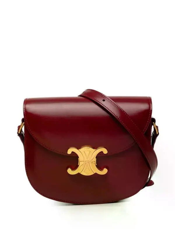 Celine 2022 Teen Shiny Calfskin Triomphe Besace Clea Crossbody Bag - Red