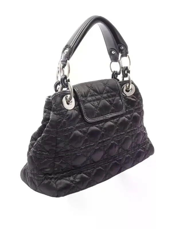 Dior 2000-2015 Medium Satin Cannage Charming Lock Tote Bag - Black