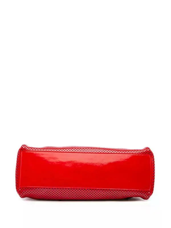 Fendi Perforated Patent Leather Top Handle Bag