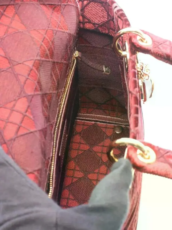 Dior 2010s Medium Lady D-lite Two-way Handbag - Red