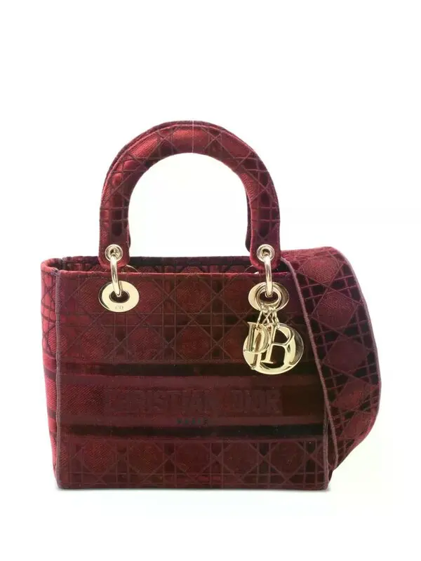Dior 2010s Medium Lady D-lite Two-way Handbag - Red