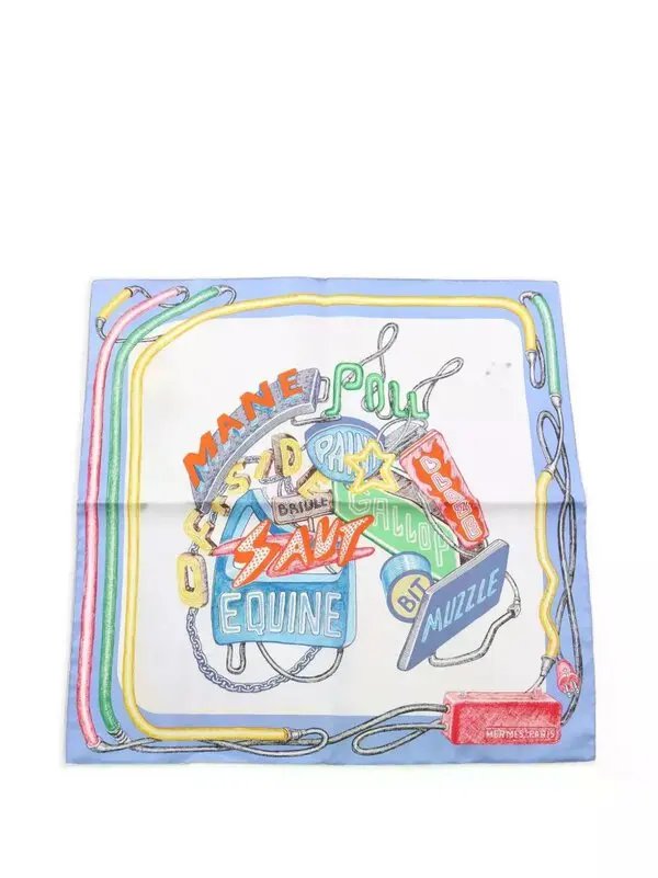 Hermès 2020s Chevaloscope Neon Scarf - White