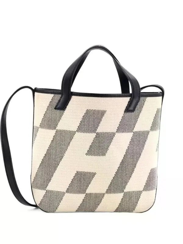 Hermès Cabas H En Biais Tote Canvas With Leather 27 Shoulder Bag - Black