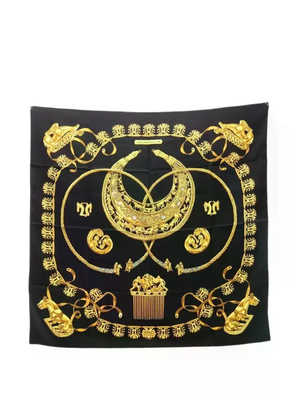 Hermès 2010s Les Cavaliers D'or Scarf - Black