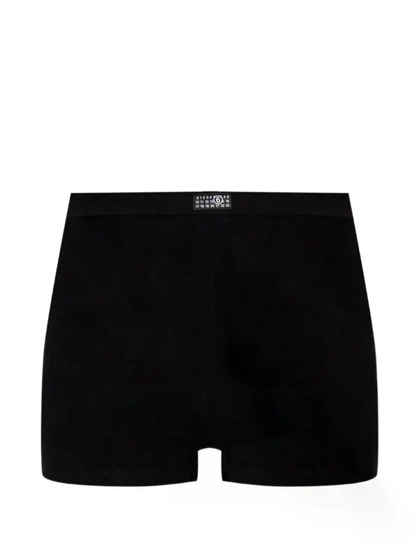 MAISON MARGIELA Ribbed-knit Logo-patch Shorts - Black