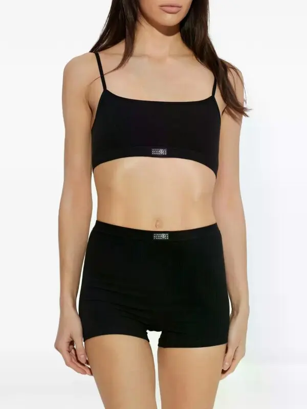 MAISON MARGIELA Ribbed-knit Logo-patch Shorts