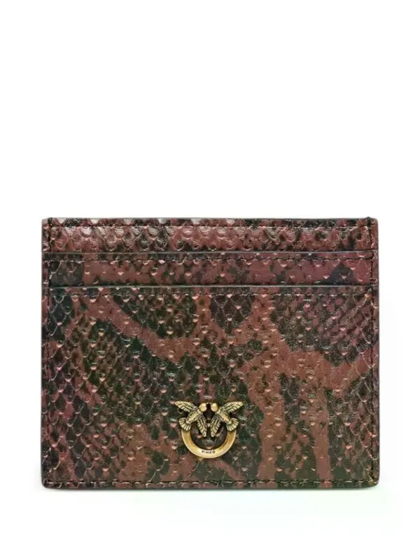 Pinko Love Birds Snakeskin-effect Card Holder - Brown