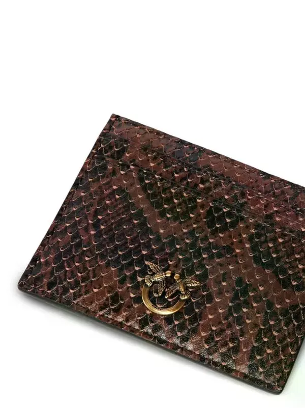 Pinko Love Birds Snakeskin-effect Card Holder - Brown