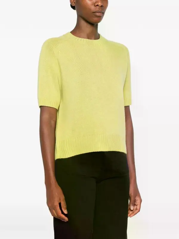 ALLUDE Short-sleeve Ribbed-trim Sweater