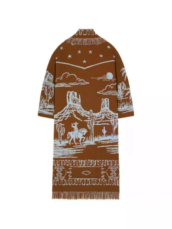 Alanui Canyon Spirit Jacquard Knit Coat