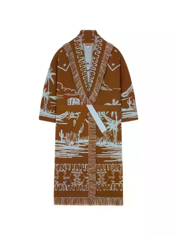 Alanui Canyon Spirit Jacquard Knit Coat