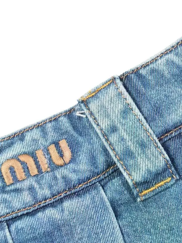Miu Miu 2010s Pleated Denim Mini Skirt
