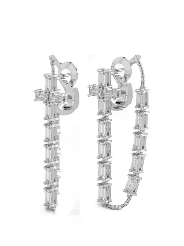 SOLO FOR DIAMONDS 14k Gold Diamond Cross Pendant Dangle Earrings - Silver