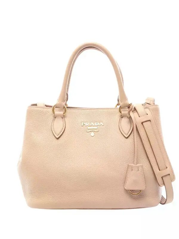 Prada 2010-2026 Vitello Phenix Open Convertible Tote Satchel - Neutrals