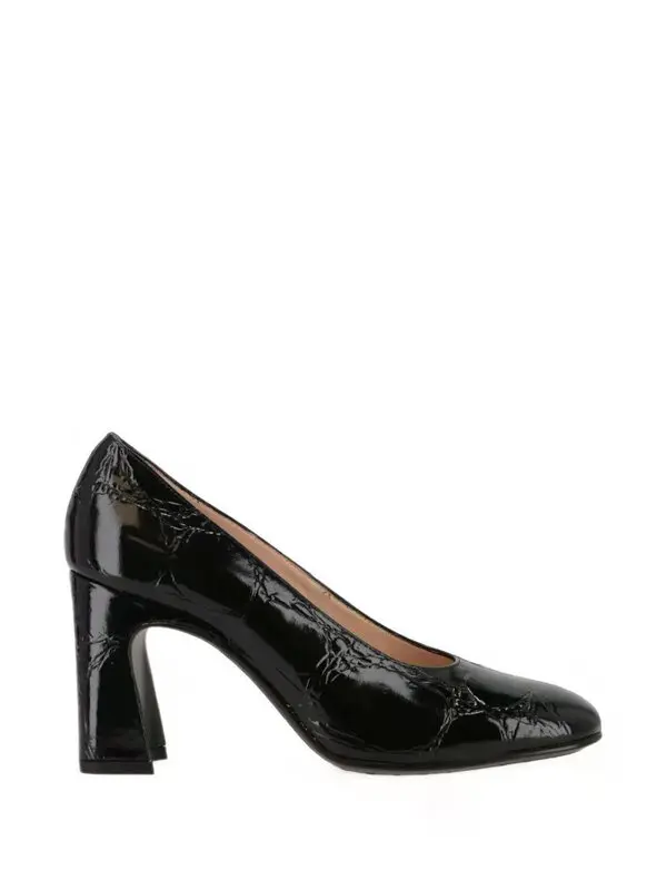 TOD'S Crinkled-effect Leather Block Heel Pumps