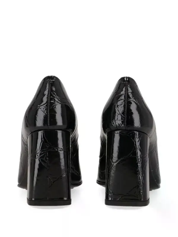 TOD'S Crinkled-effect Leather Block Heel Pumps