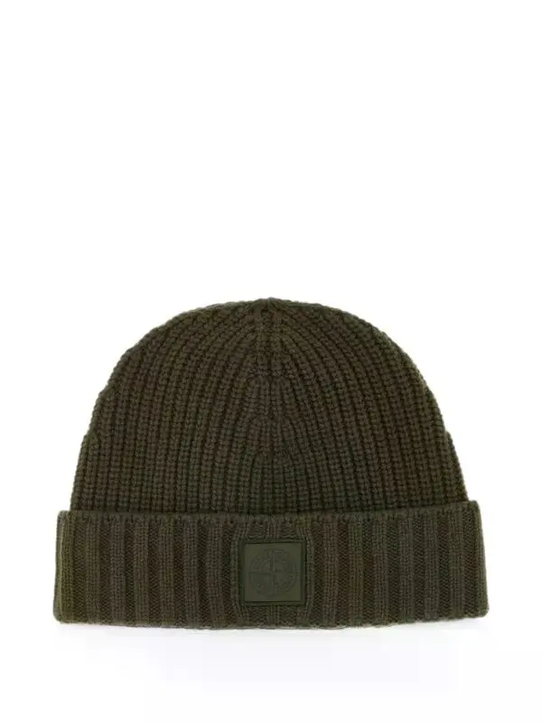 Stone Island Logo-patch Ribbed-knit Beanie Hat