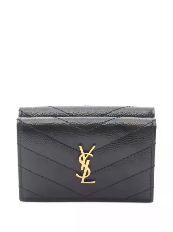 Saint Laurent 2020s Monogram Origami Trifold Wallet - Black