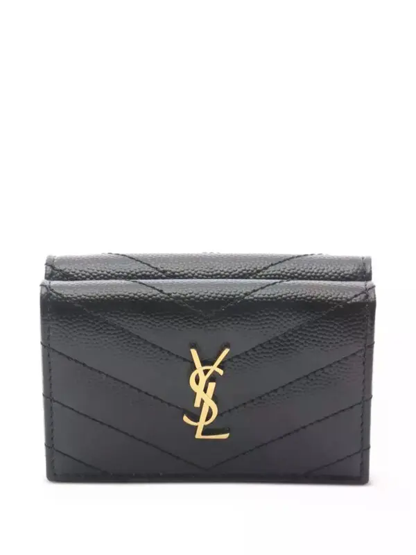 Saint Laurent 2020s Monogram Origami Trifold Wallet - Black