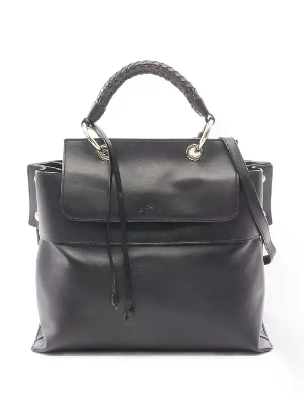 Etro 2000s Braided Top-handle Leather Tote Bag - Black