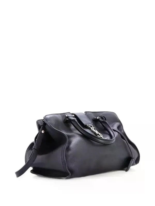 Saint Laurent Monogram Cabas Downtown Leather Small Tote Bag - Black