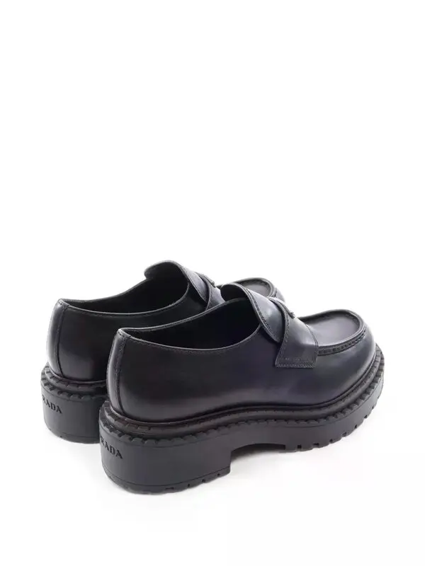 Prada Leather Loafers With Triangle Logo Plaque