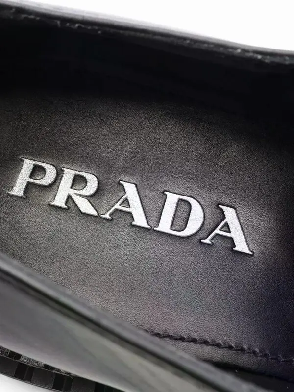 Prada Leather Loafers With Triangle Logo Plaque