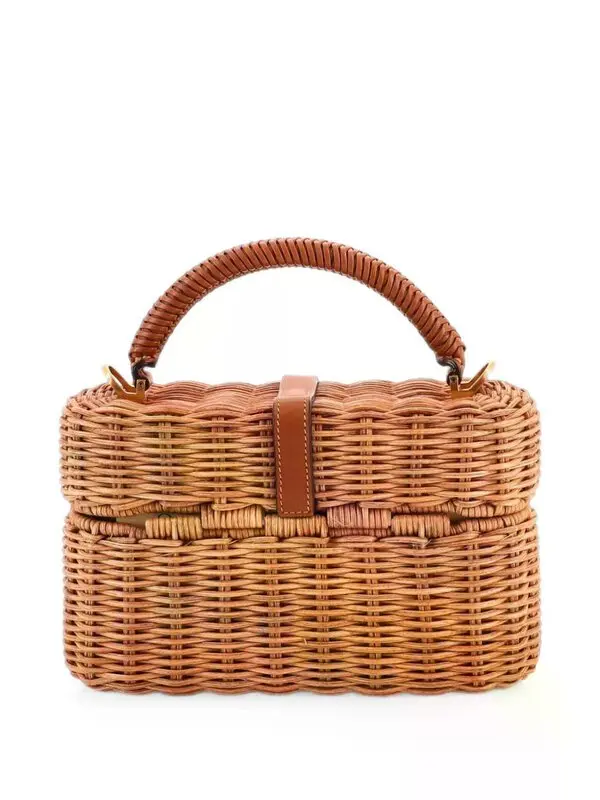 Saint Laurent Gaby Top Handle Vanity Bag Wicker With Leather Shoulder Bag