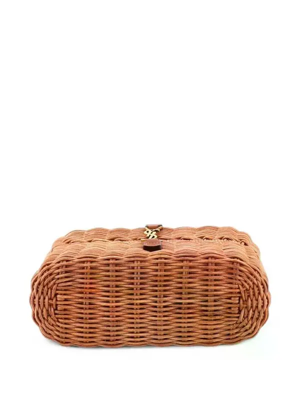 Saint Laurent Gaby Top Handle Vanity Bag Wicker With Leather Shoulder Bag