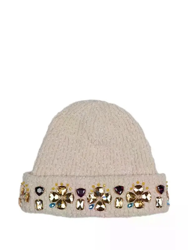 MELROSE HIGH Lotto Crown Of Cairo Beanie Hat - Neutrals