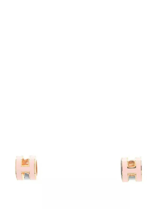 Hermès 2010s Mini Pop H Engraved-logo Earrings - Gold