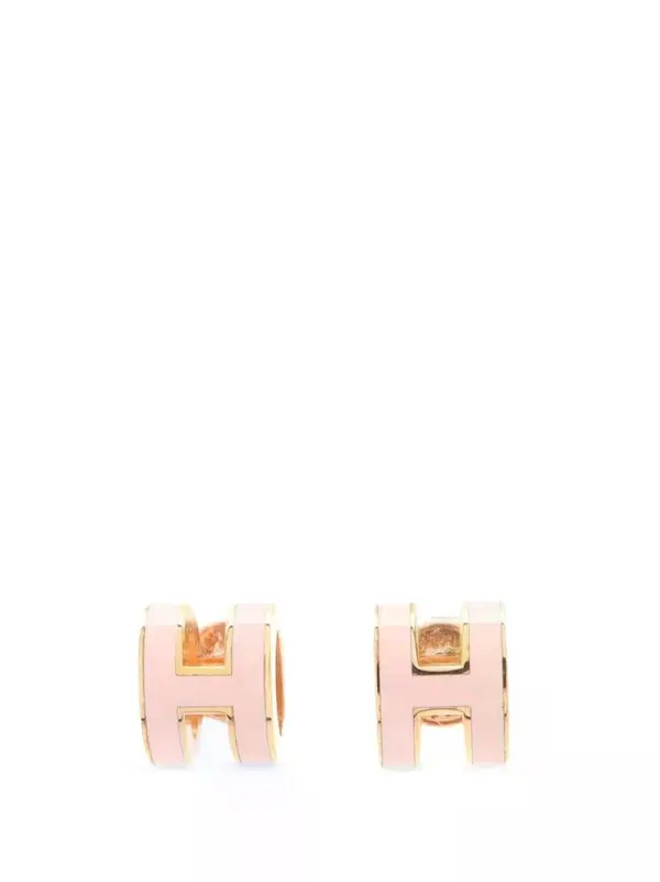 Hermès Pink -plated Enamel Mini Pop H Earrings - Gold