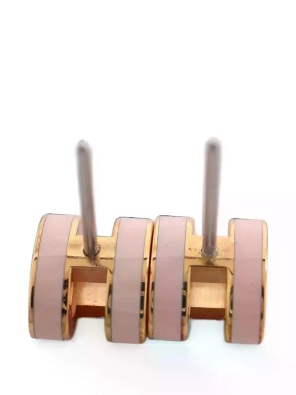 Hermès Pink -plated Enamel Mini Pop H Earrings - Gold