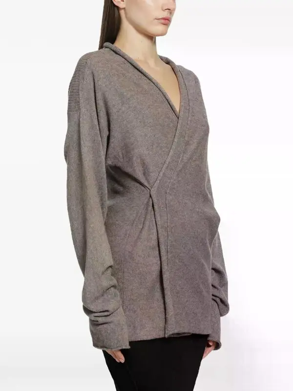 YEHUAFAN Ribbed Wrap Cardigan - Grey