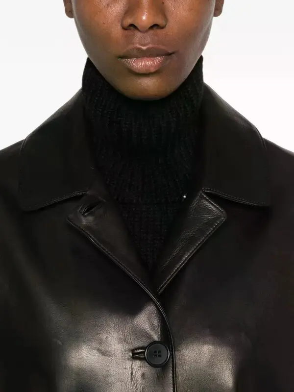 THE ROW Donata Button-up Leather Coat