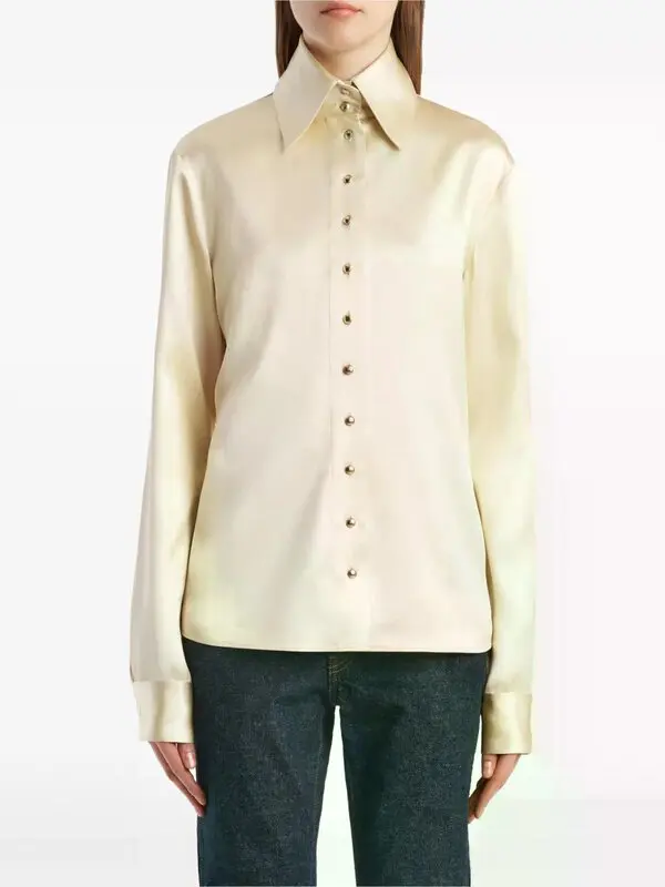 Khaite Ivy High-neck Button-up Shirt