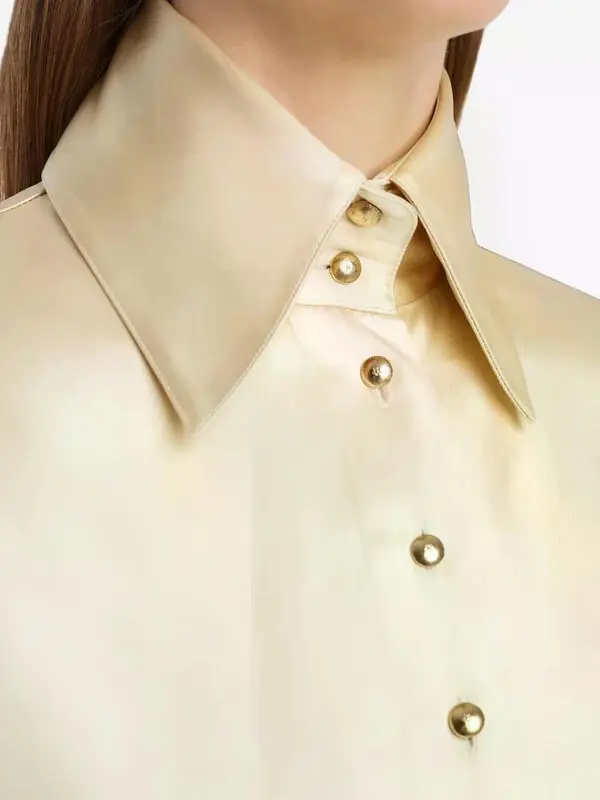 Khaite Ivy High-neck Button-up Shirt