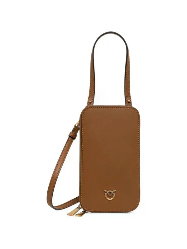 Pinko Love Birds Leather Phone Bag - Brown