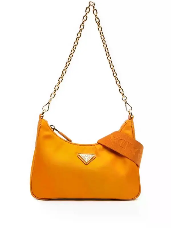 Prada 2019-2026 Saffiano Trimmed Re Nylon Re Edition 2005 Satchel - Orange