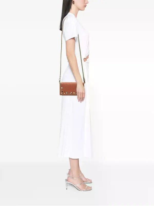 Bottega Veneta 2012-2026 Nappa Intrecciato Studded Wallet On Chain Crossbody Bag - Brown